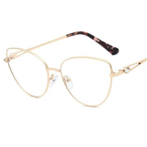 Badu Bg Секси рамка за очила с котешко око Златни метални женски прозрачни оптични очила модни