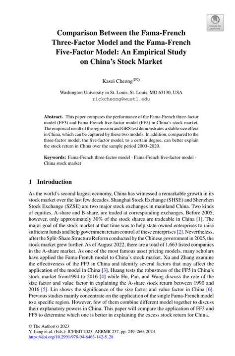 Pdf Comparison Between The Fama French Three Factor Model And The Fama French Five Factor
