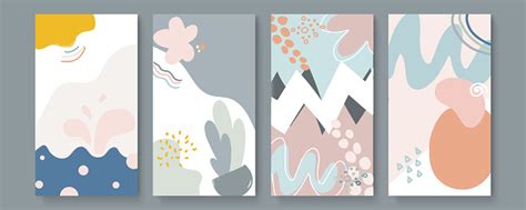 추상적 인 창조적 인 보편적 인 예술 템플릿 세트 추상적인 트렌디 한 손으로 그린 모양과 디자인 요소 패턴 생성 세트입니다 벡터 일러스트레이션 0명에 대한 스톡 벡터 아트