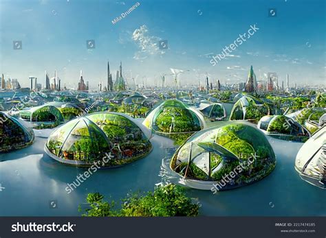 Sustainable Futuristic Cityscape Illustration City Future Stock Illustration 2217474185