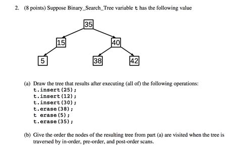 Solved 2 8 Points Suppose Binary Search Tree Variable T Chegg