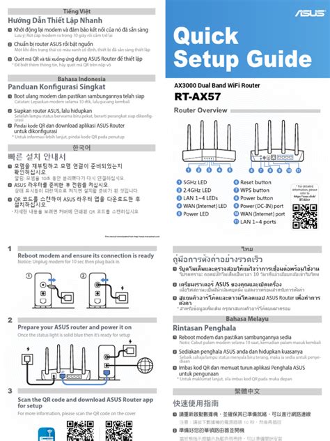 Asus Rt Ax57 Ax3000 Dual Band Wifi Router Quick Setup Guide Pdf