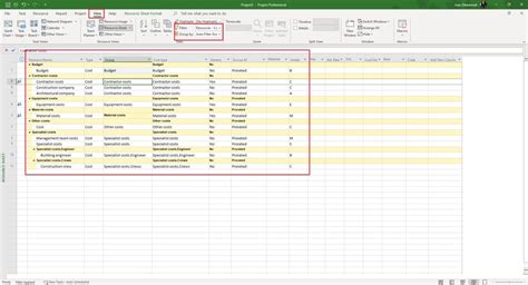 Creating Cost Resources In Ms Project Pro