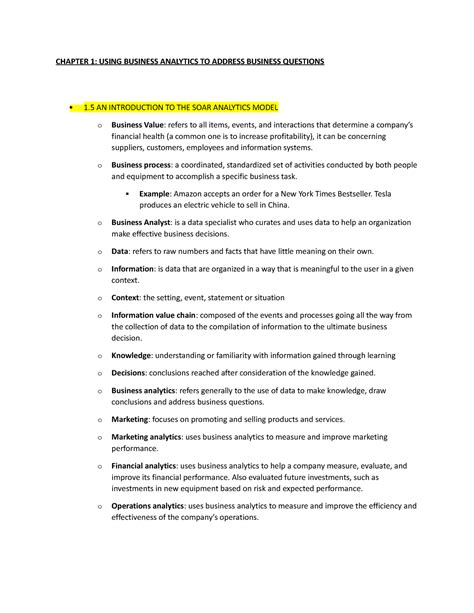 Chapter 1 Chapter 1 Using Business Analytics To Address