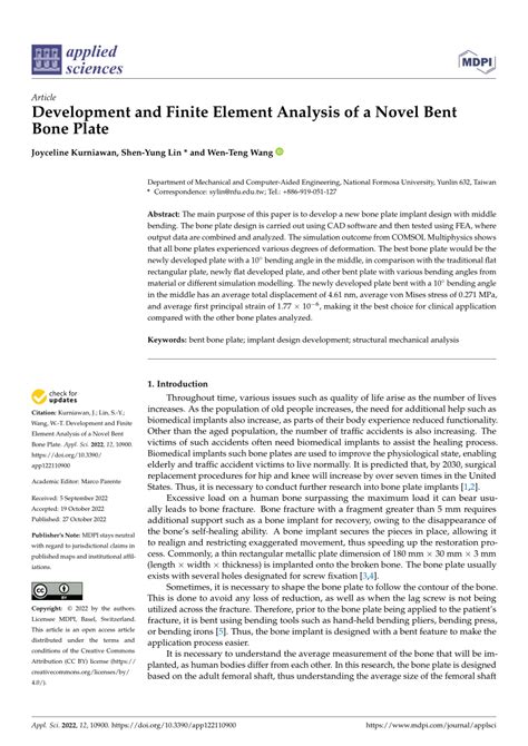 PDF Development And Finite Element Analysis Of A Novel Bent Bone Plate