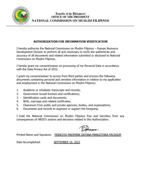 Authorization For Information Verification Princess Pdf