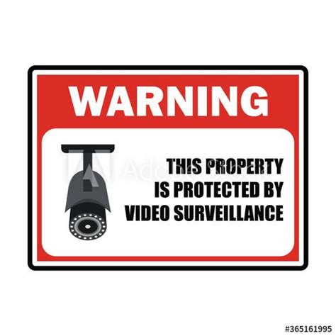 Warning Sign Protected Area With Cctv Camera