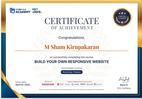 Sham Kirupakaran Murugesan On Linkedin Nxtwave Ccbpians