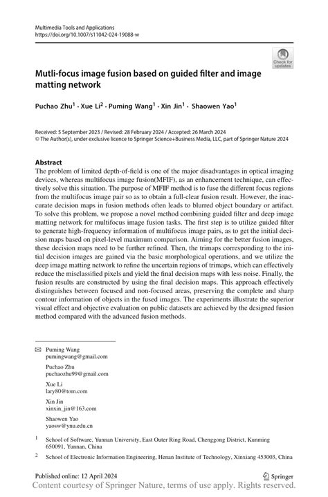 Mutli Focus Image Fusion Based On Guided Filter And Image Matting Network