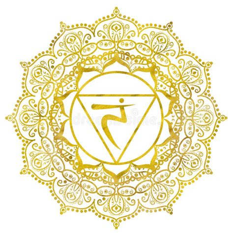 Solar Plexus Chakra Manipura Of Golden Yellow Color With Elegant Mandala Pattern And Sanskrit