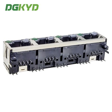 Rj45 Direct 1x4 With Light Strip Shielding 8p8c Network Interface Rj45 Connector