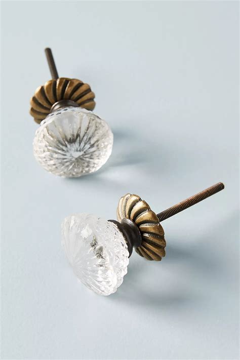 Simmered Glass Knobs Set Of 2 Anthropologie Decorative Crystal