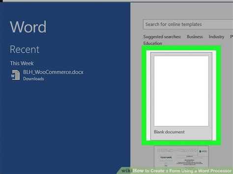 How To Create A Form Using A Word Processor With Pictures