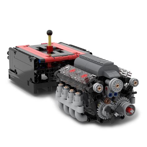 V8 Engine With Gearbox Tech Engine Model Particle Building Blocks Moc Enginediyshop