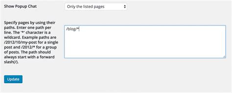 show hide popup chat on specific pages iflychat