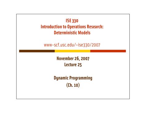 Dynamic Programming Lecture Slides Ise 330 Docsity