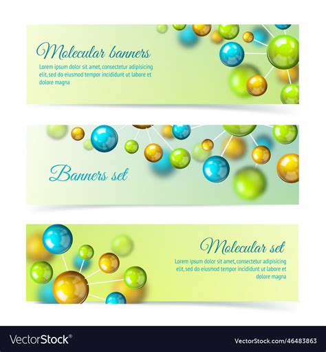 Colored Molecule Banners 3d Set Royalty Free Vector Image