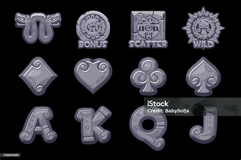 만화 마 야 슬롯 돌 아이콘입니다 고 대 멕시코 신화 벡터 기호입니다 아메리칸 아즈텍 마 야 문화 원주민 토템 게임 카지노 슬롯 Ui 그래픽 사용자 인터페이스에 대한 스톡