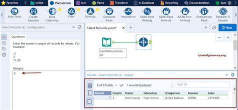 Alteryx Select Records Tool