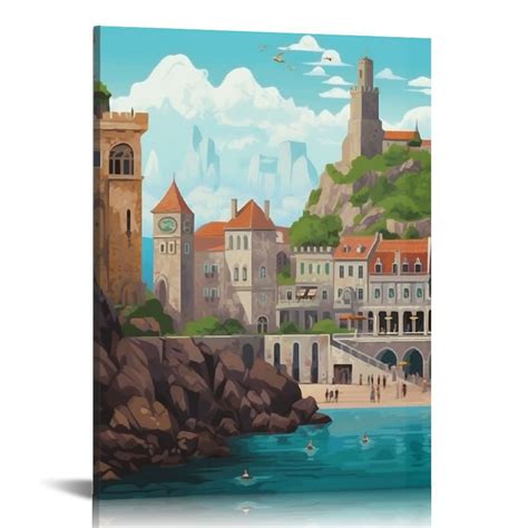 Comio Vintage Travel Posters Minceta Fortress Wall Art Picture Print