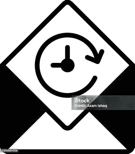 메일 일정 개념 봉투 문자 벡터 글리프 아이콘 디자인 우편 서비스 기호 물리적으로 엽서 및 소포 표지판을 전송하는 시간 택배 및 배송 서비스 주식 일러스트 0명에 대한 스톡