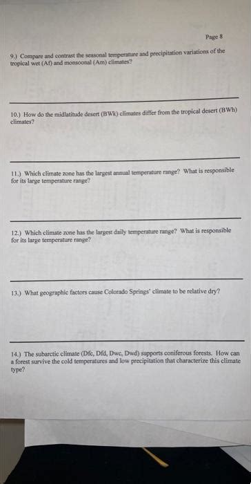 Solved 9 Compare And Contrast The Seasonal Temperature And
