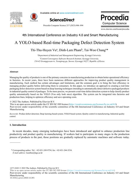 Pdf A Yolo Based Real Time Packaging Defect Detection System