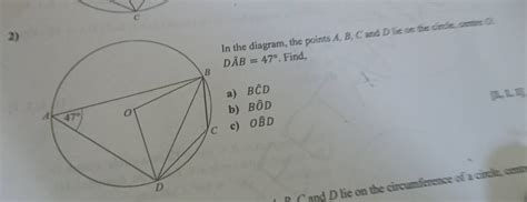 solved 2 n the diagram the points a b c and d lie on the cincle