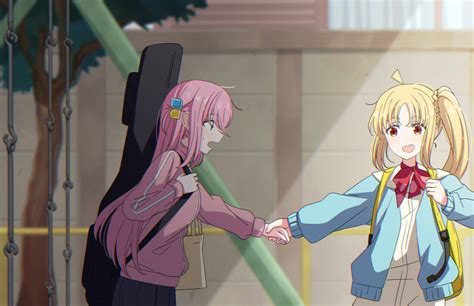 Bocchi The Rock Nijika And Hitori Sunny Schoolyard Handshake Hd
