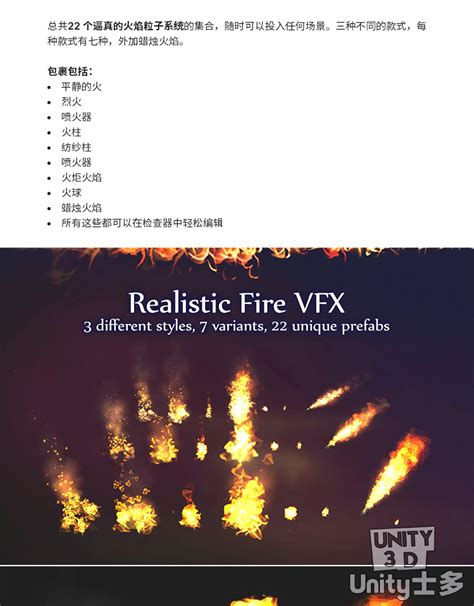 Unity3d逼真火焰烈火喷射火球粒子特效realistic Fire Vfx V3 6 粒子特效 绘图狗 设计灵感素材集散地