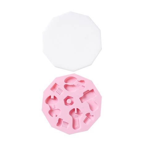뚜껑 보완 식품 케이크 상자 핑크와 2 개 공구 모양 실리콘 얼음 트레이