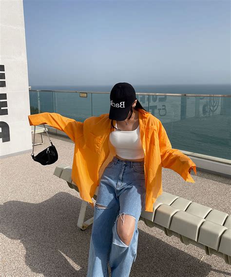 에이제로핏 아직도인기무료배송 발리 비비드 컬러 린넨 오버핏 루즈핏 거즈 남방 오렌지 여름 긴팔 셔츠 4컬러