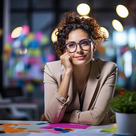 Premium Photo Portrait Confident Creative Businesswoman Brainstorming