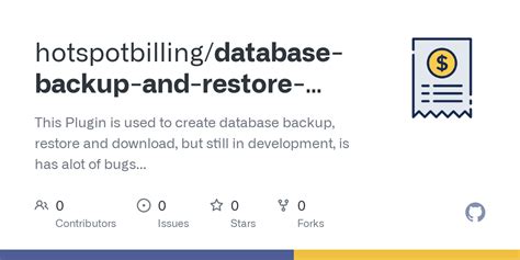 Github Hotspotbillingdatabase Backup And Restore Plugin This Plugin Is Used To Create
