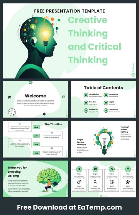 Creative Thinking And Critical Thinking Ppt Presentation Template Eatemp