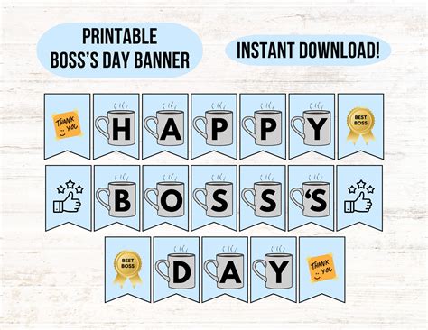 Bosss Day Banner Printable Boss Day Sign Boss Appreciation Download