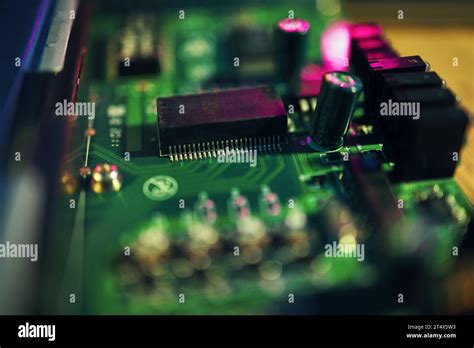 Computer Motherboard Closeup And Programming With Microchip