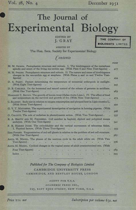 Protoplasmic Structure And Mitosis Journal Of Experimental Biology The Company Of Biologists