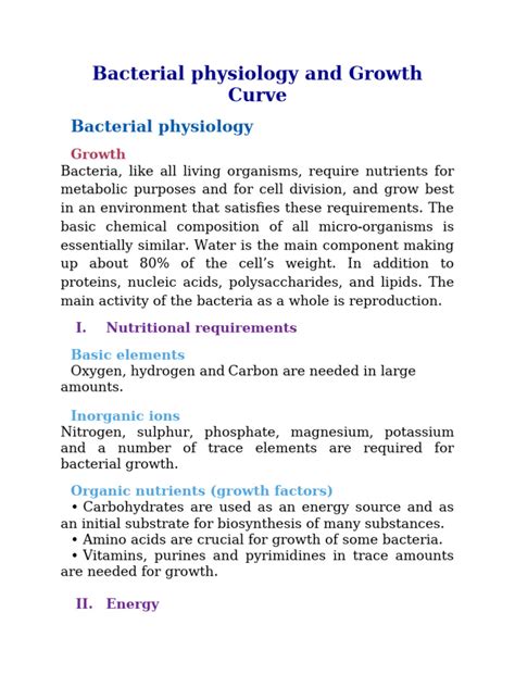 Bacterial Physiology 2024 Dent Pdf Bacteria Metabolism