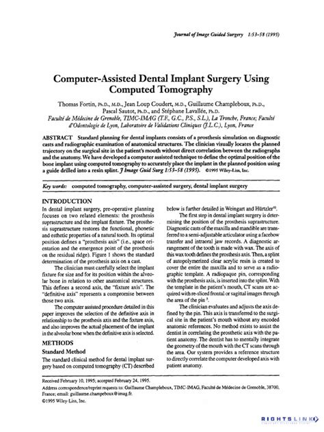 Computer Assisted Dental Implant Surgery Using Computed Tomography Computer Aided Surgery Vol