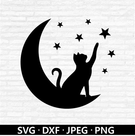 A Black Cat Sitting On The Moon With Stars In It S Back And Saying Svg