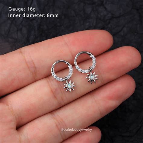 16g Sun Dangle Septum Hoopseptum Clickerdangle Daith Etsy