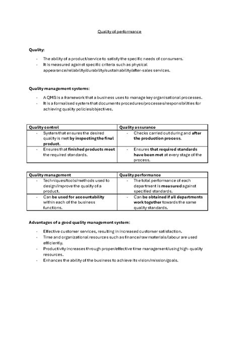Quality Of Performance Quality Of Performance Quality The Ability Of