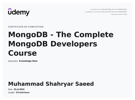 Muhammad Shahryar Saeed On Linkedin Mongodb Webdevelopment Certification Udemy