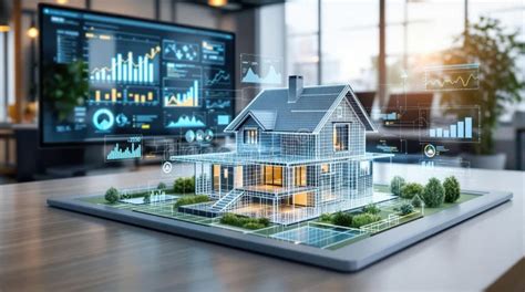 A 3d Model Of A House Is Showcased With Various Data Analytics And