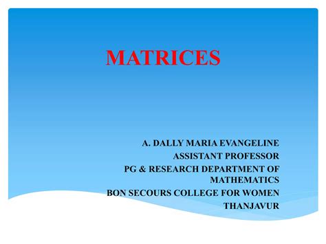 Matrices And Its Applications Pptx Physics Science