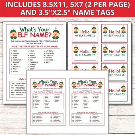 Whats Your Elf Name Game Printable Elf Name Generator Game Fun