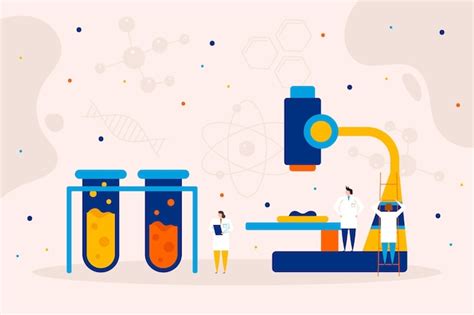 현미경으로 과학 개념 무료 벡터