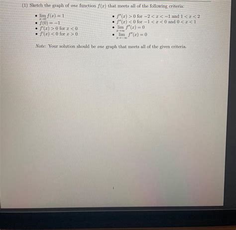 solved 1 sketch the graph of one function f x that meets