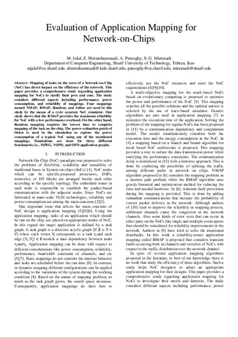 Pdf Evaluation Of Application Mapping For Network On Chips